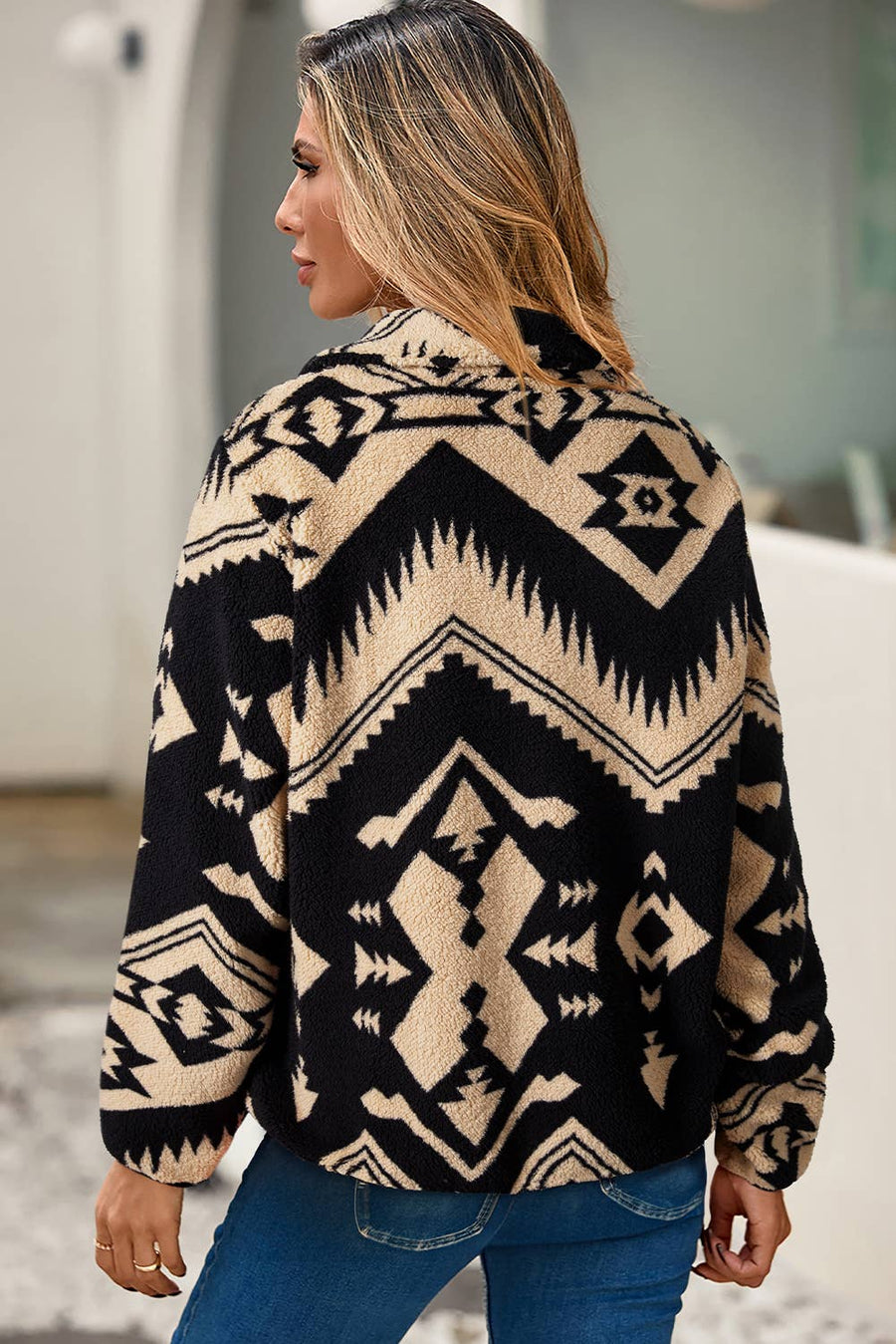 Little Daisy Closet - LDC 2025 Fall Western Aztec Half Zip Plush Sweat ...